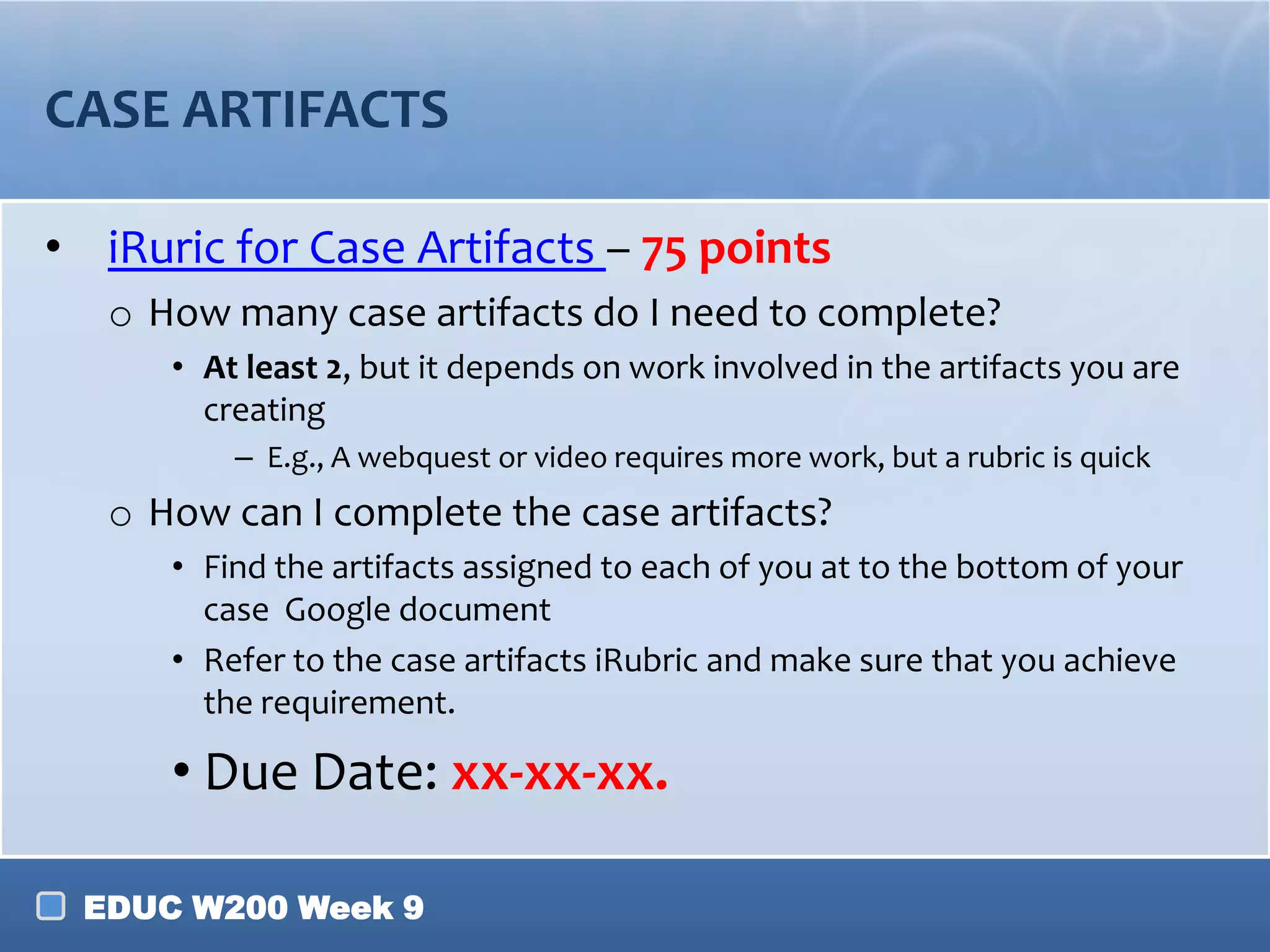 Case artifacts | PPT
