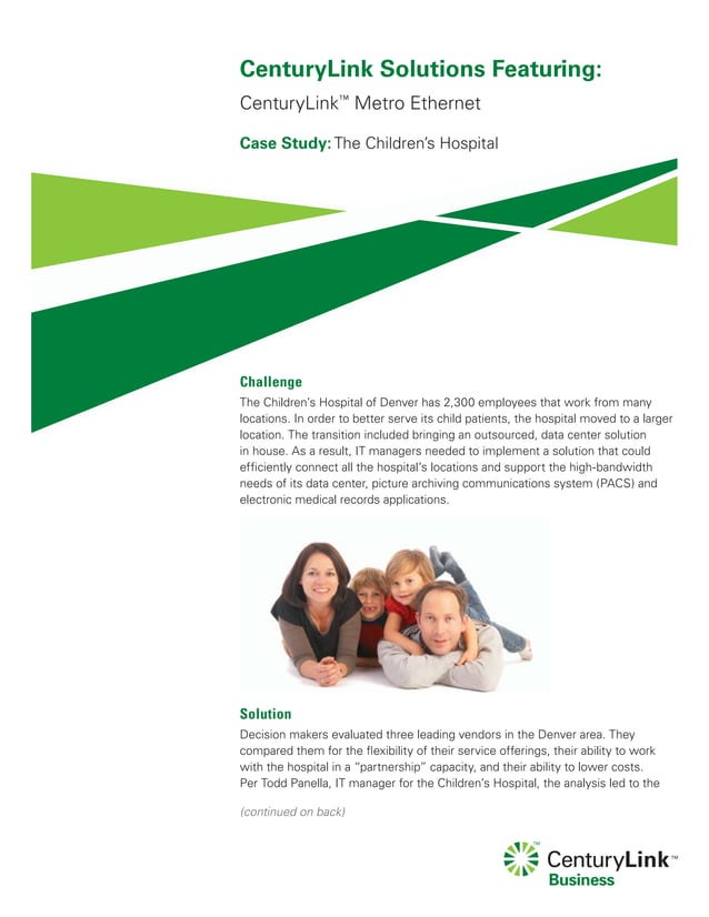 CenturyLink Case Study Childrens Hospital | PDF