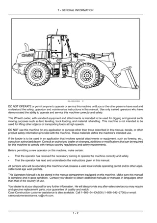 Operator's manual for Case 821F, 921F Tier 4 wheel loader, PDF preview ...