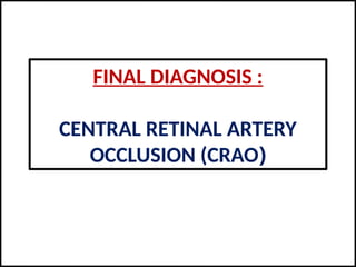 case report - crao : ophthalmic emergency | PPTX