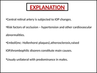 case report - crao : ophthalmic emergency | PPTX