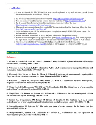 Case record...Acute postinfectious transverse myelitis (Transverse ...
