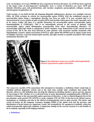 Case record...Acute postinfectious transverse myelitis (Transverse ...