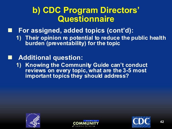 Centers for Disease Control & Prevention Community Guide