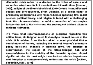 Case Study on Financial crisis of 2007 Case-Study | PDF