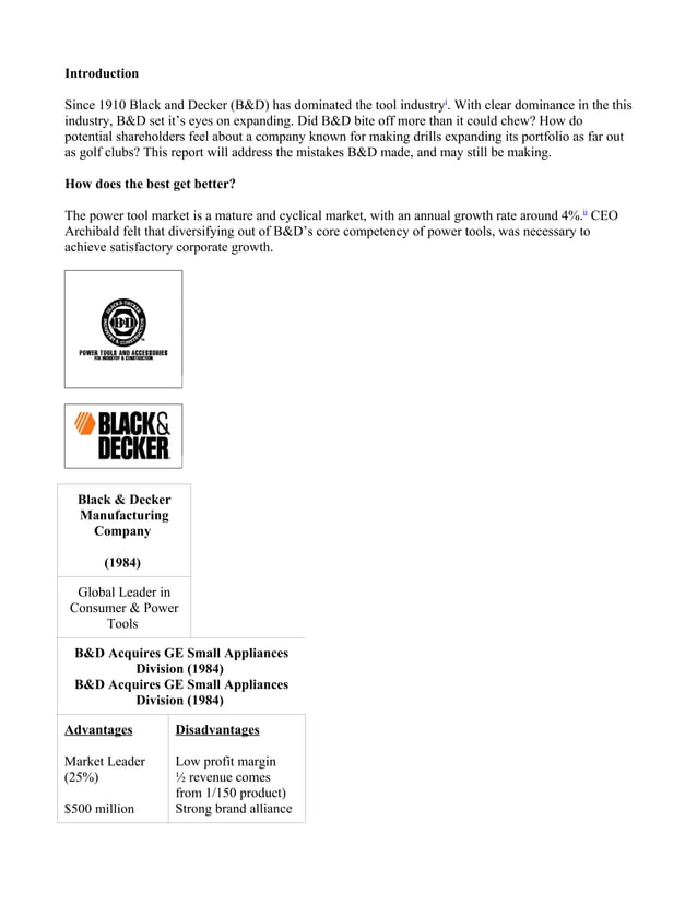 Case Study_ Black & Decker.doc | Business Accounting & Finance | Business