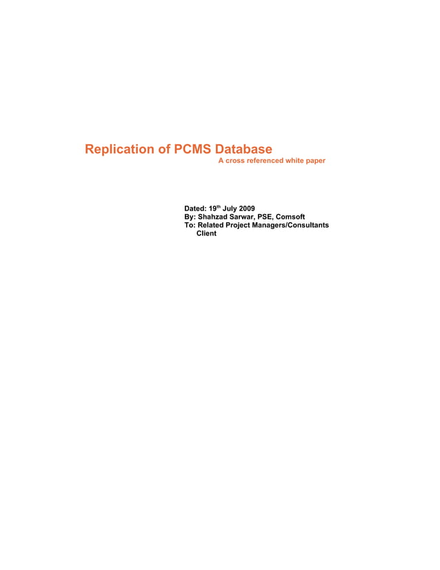 Case Study For Replication For PCMS | PDF
