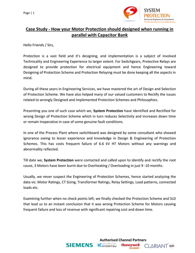 Case Study | How your Motor Protection should designed when running in ...