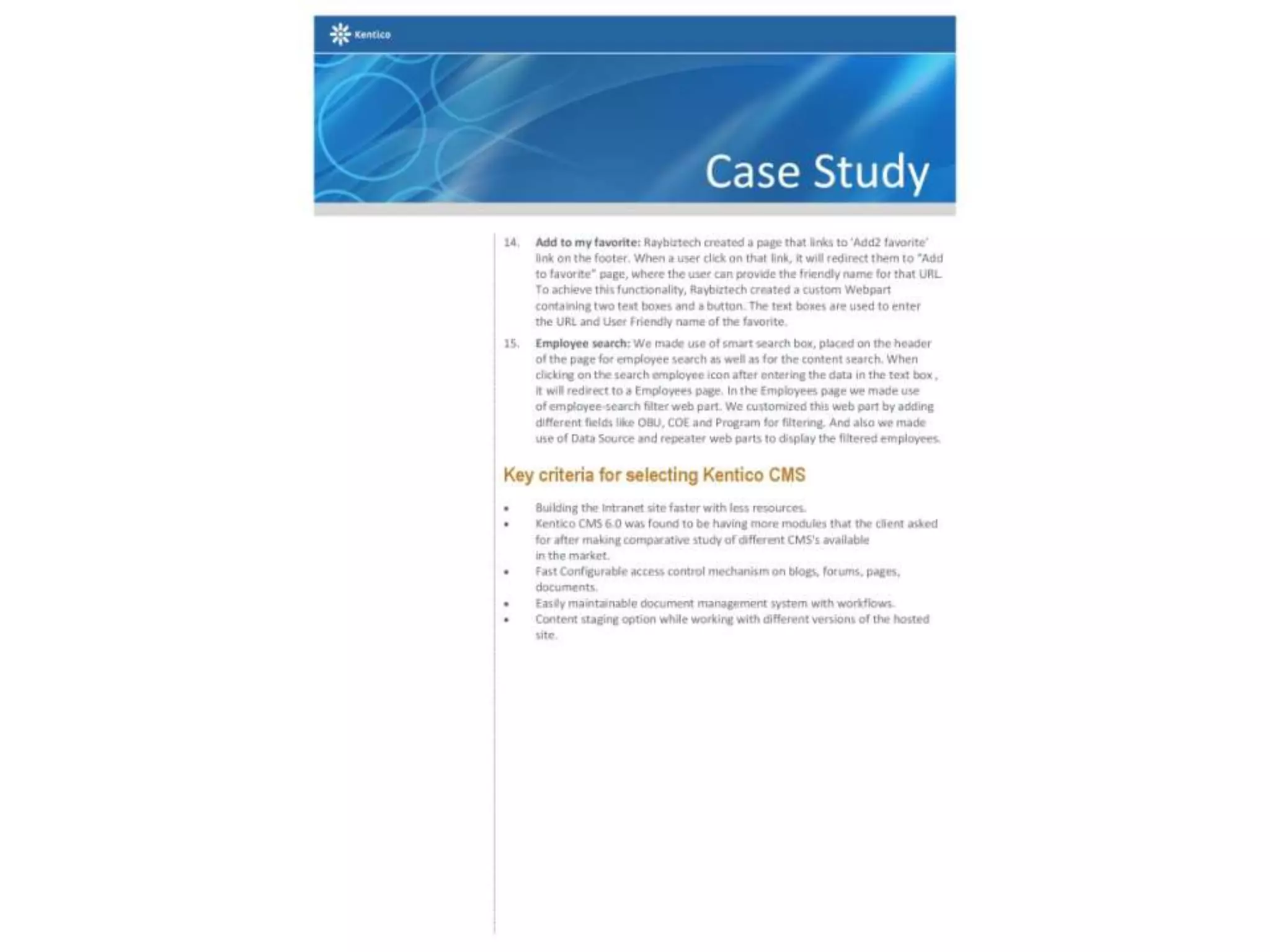 Raybiztech Kentico Case Study | PPTX | Web Development | Internet