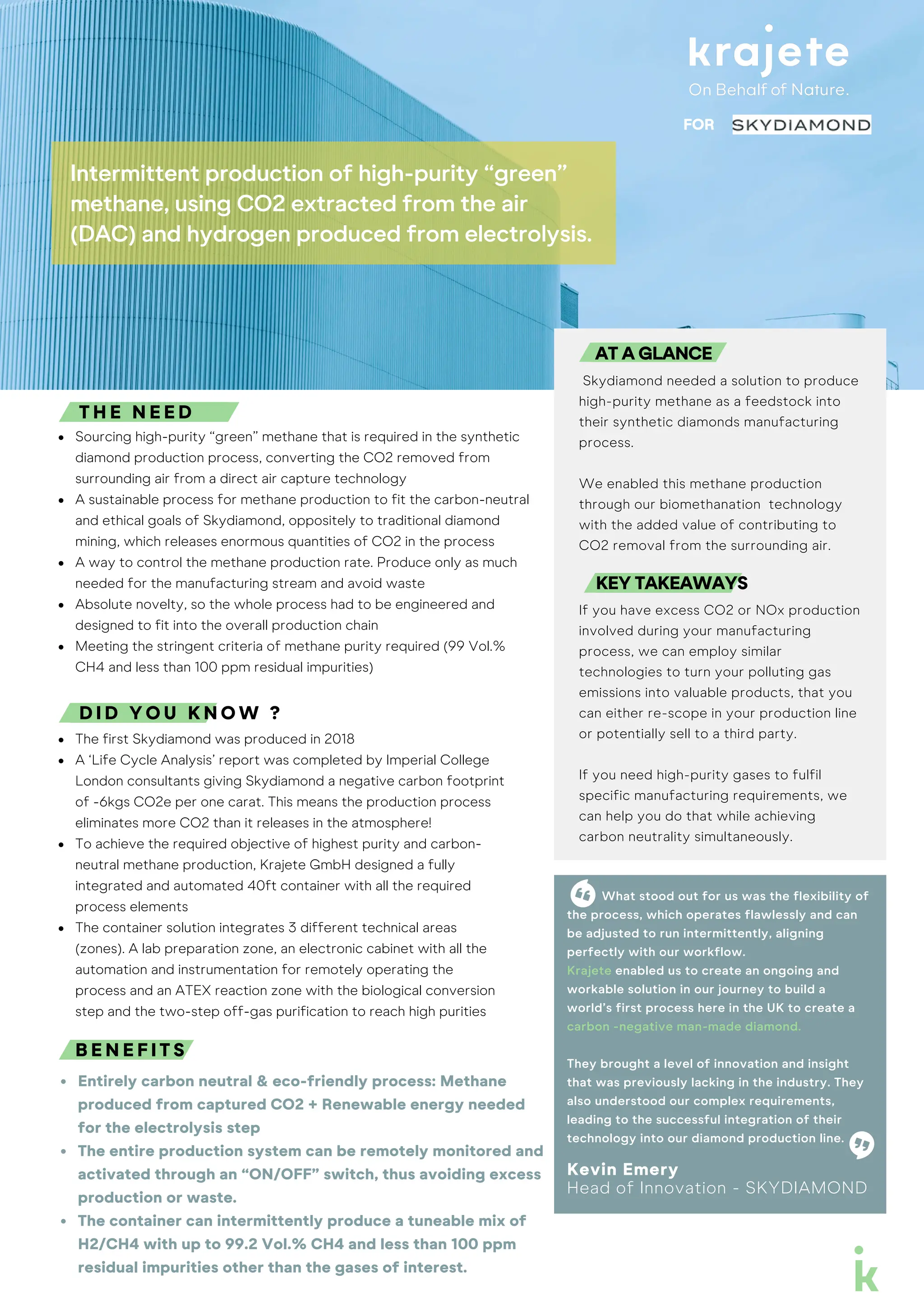 Biomethanation: Case Study Krajete for Skydiamond | PDF