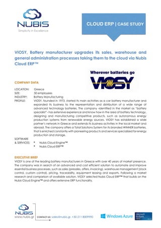 Nubis Cloud ERP Case Study: Battery manufacturer takes its business to ...