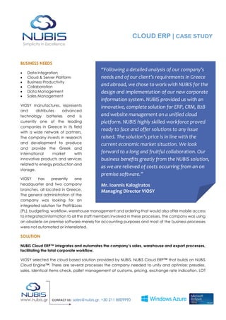 Nubis Cloud ERP Case Study: Battery manufacturer takes its business to ...