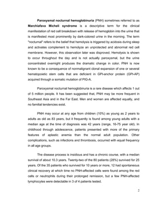 Nursing Case study paroxysmal nocturnal hemoglobinuria | DOC