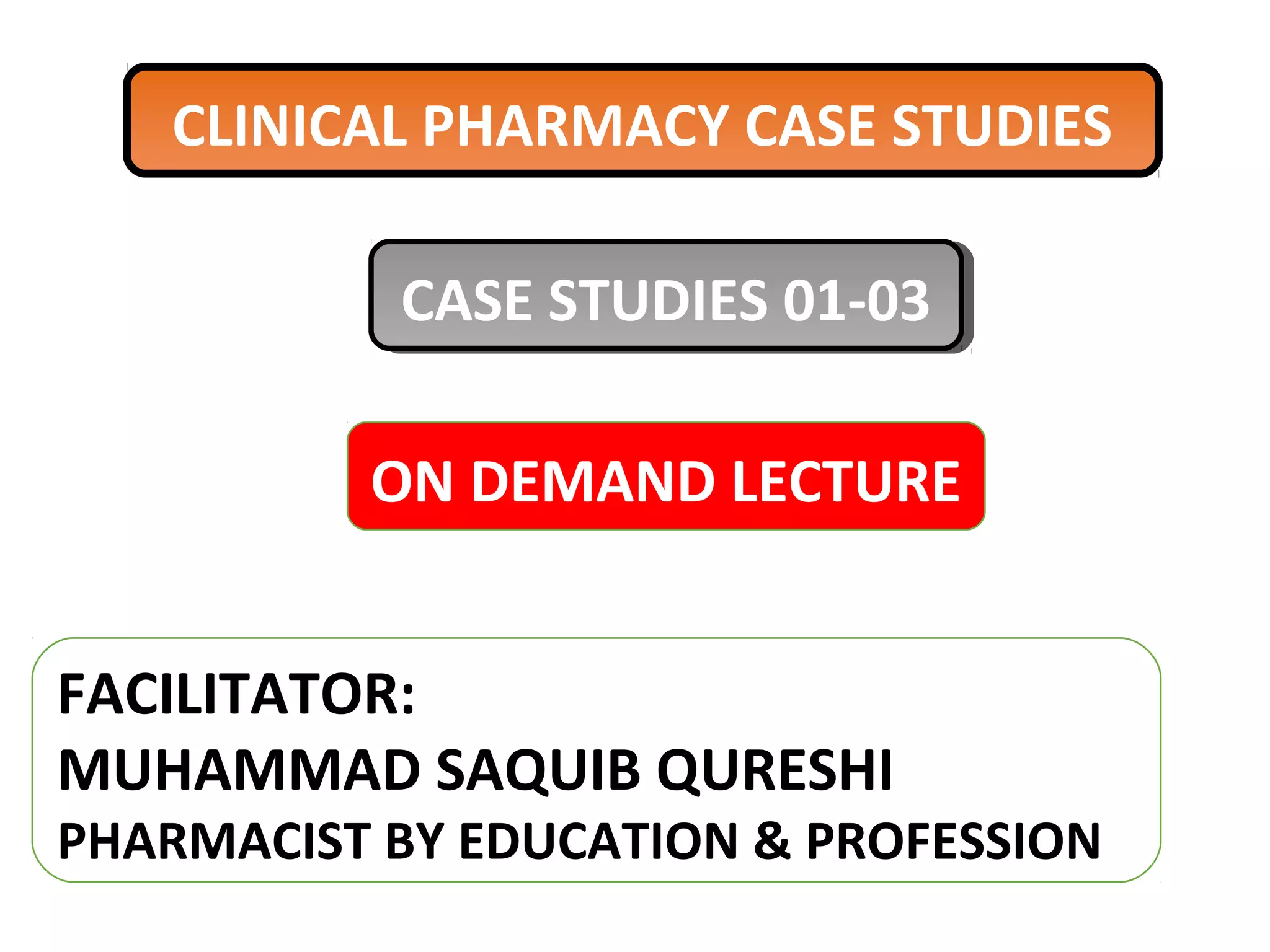 Clinical Pharmacy Case Studies - Lecture # 01 | PPT | Blood Disorders ...