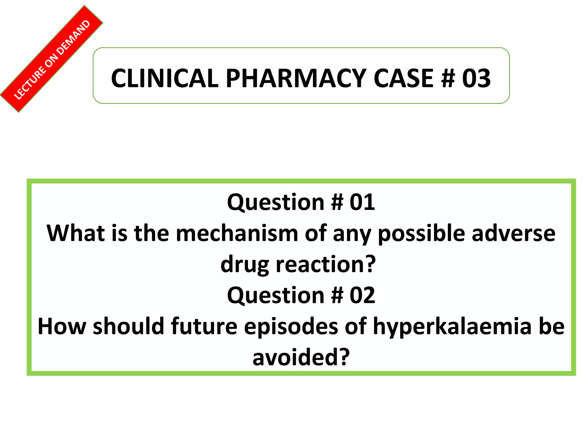 Clinical Pharmacy Case Studies - Lecture # 01 | PPT