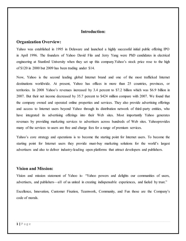 Case Study on Yahoo | DOCX