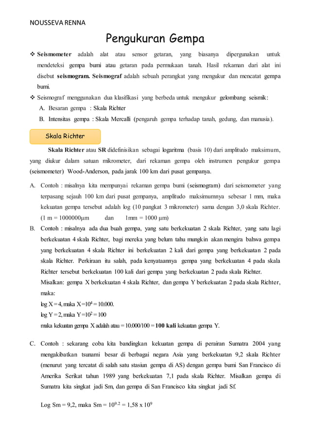 Rekayasa Gempa - Case 1 Gelombang Rambatan, Pengukuran, dan Sumber Gempa | PDF