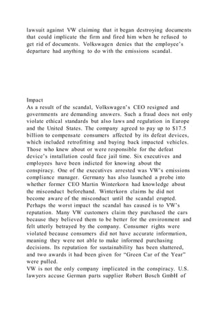 Case 1. the volkswagen scandal an admission to emission fraud i | PDF