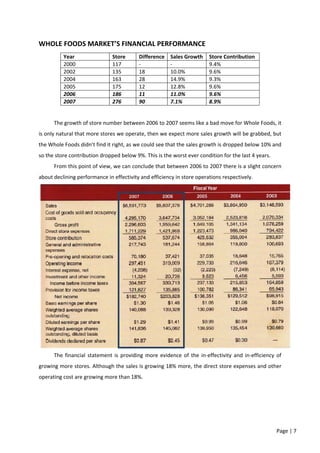 Whole Foods market in 2008 - Case Study | PDF