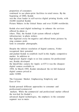 Case 10 Eastman Kodak’s Quest for a Digital FutureOn J | DOCX