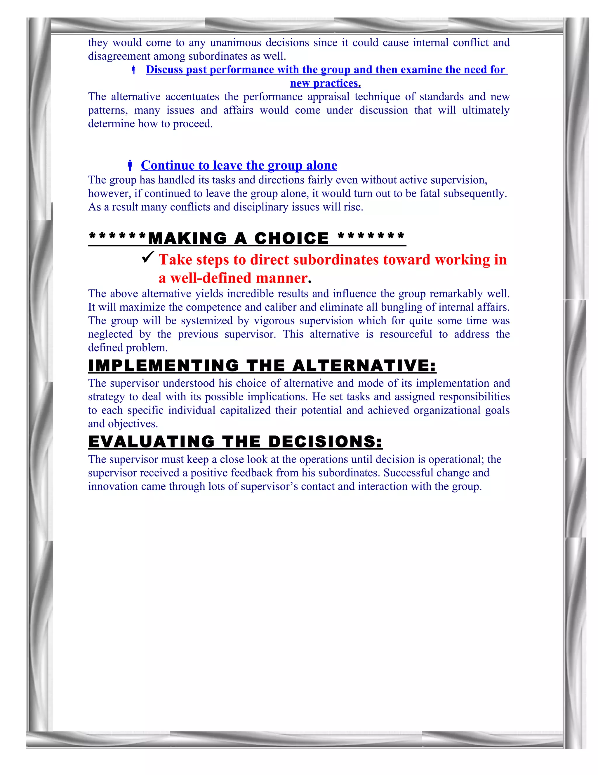 SITUATIONAL DECISION MAKING CASES | DOC