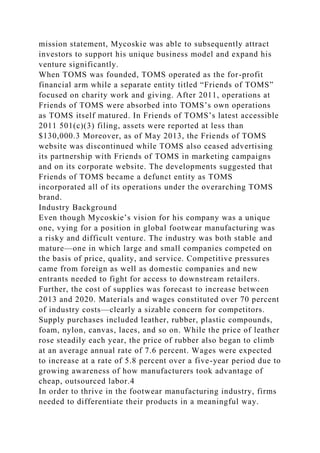 CASE 12TOMS Shoes in 2016 An Ongoing Dedication to Social Respons.docx