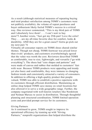 CASE 12TOMS Shoes in 2016 An Ongoing Dedication to Social Respons.docx