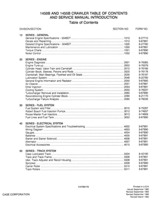 Case 1450 b crawler dozer service repair manual | PDF