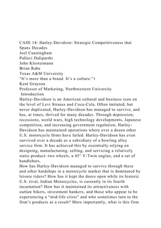 CASE 14 Harley-Davidson Strategic Competitiveness that Spans.docx