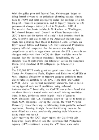 Case 14The Volkswagen Diesel Emissions Scandal An Expensive Cor | PDF
