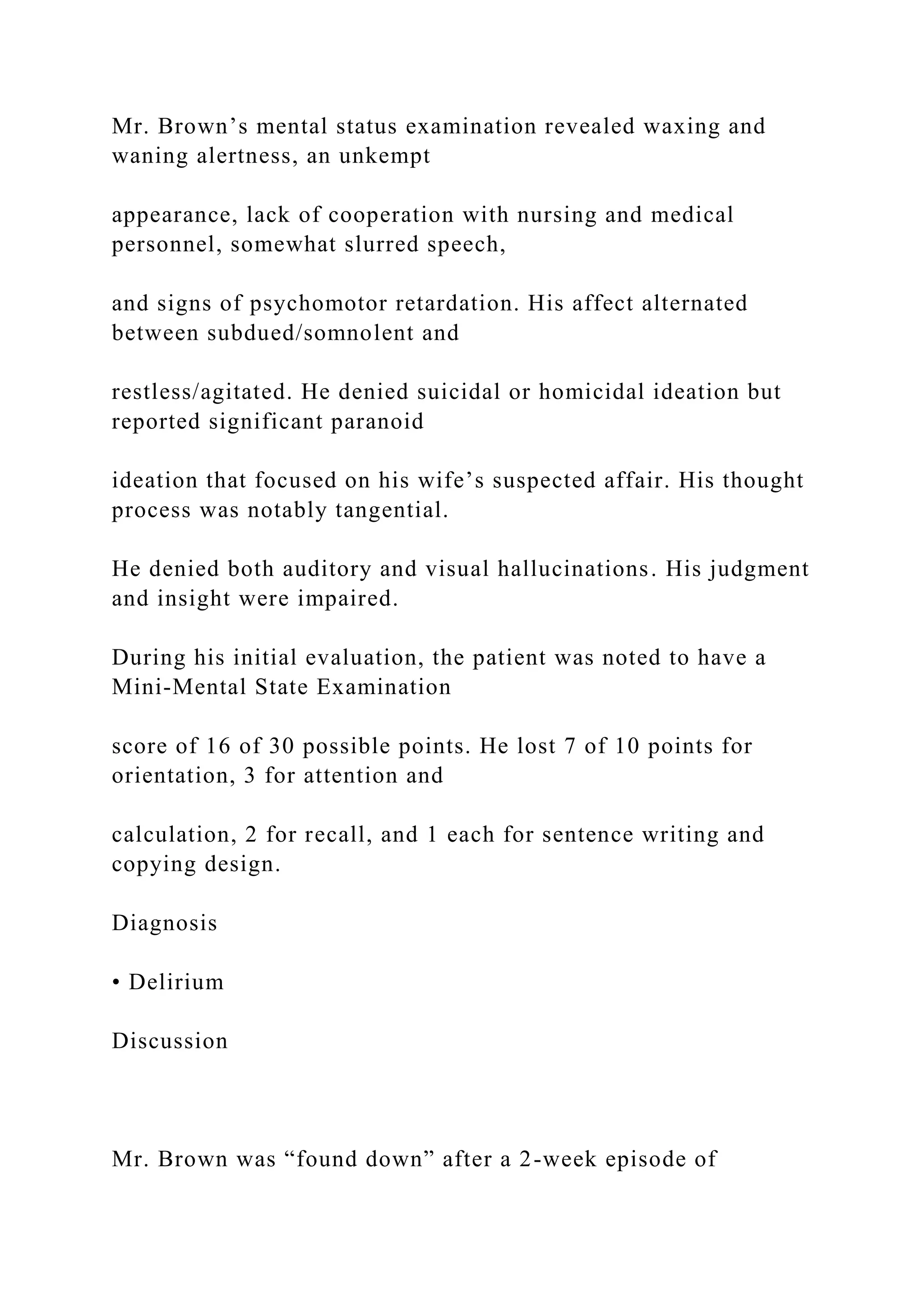 Case 17.2 Agitated and Confused José R. Maldonado, M.D. .docx