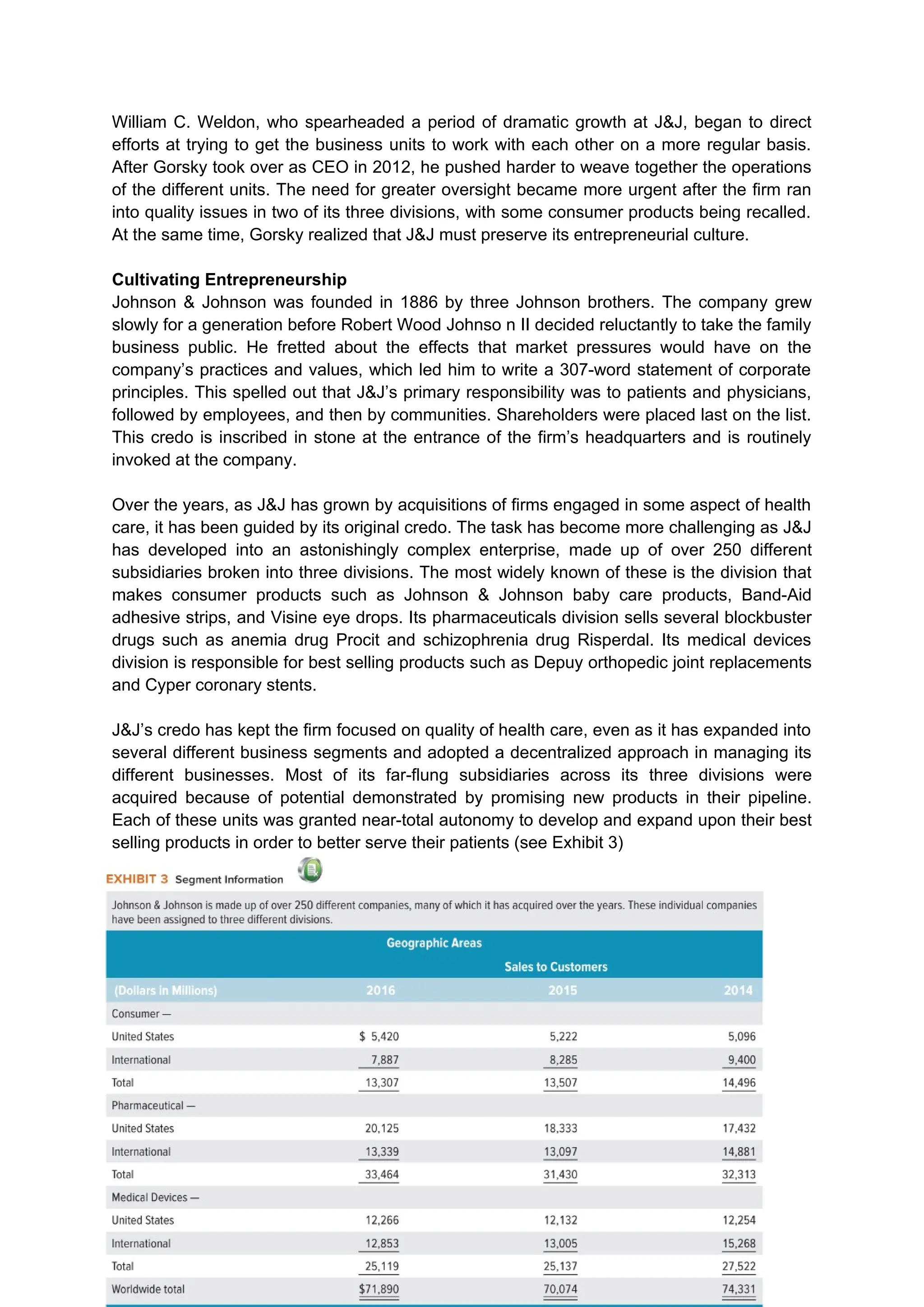 CASE 19 JOHNSON & JOHNSON (A case Study) | DOCX