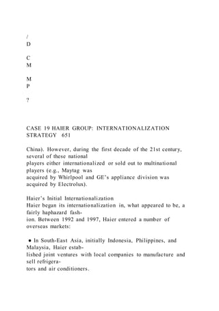 Case 19 Haier Group Internationalization StrategyThe | DOCX