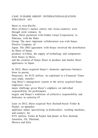 Case 19 Haier Group Internationalization StrategyThe | DOCX