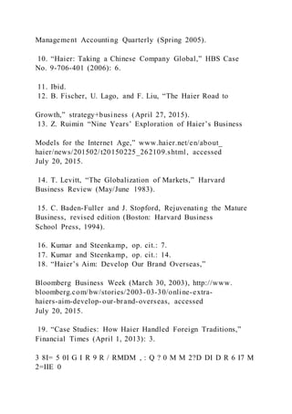 Case 19 Haier Group Internationalization StrategyThe | DOCX