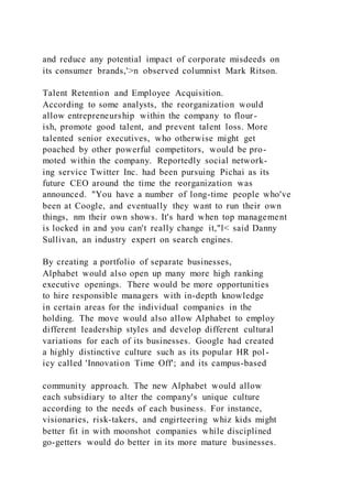 Case 1 Alphabet Inc Reorganizing Google CASE 1 Alpha | DOCX