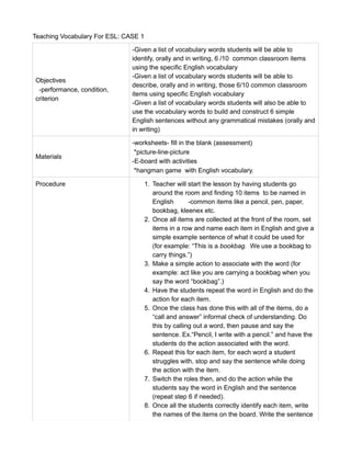 ELL Vocabulary Lesson 6-7th Grades | ODT