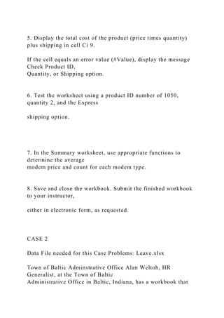 CASE 1 Data File needed for this Case Problem Modem.xlsx.docx