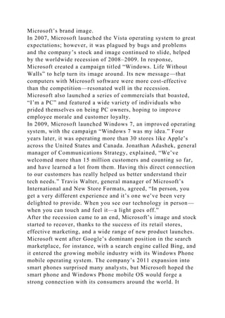 Case 1Marketing Excellence MicrosoftMicrosoft is the world’s m.docx