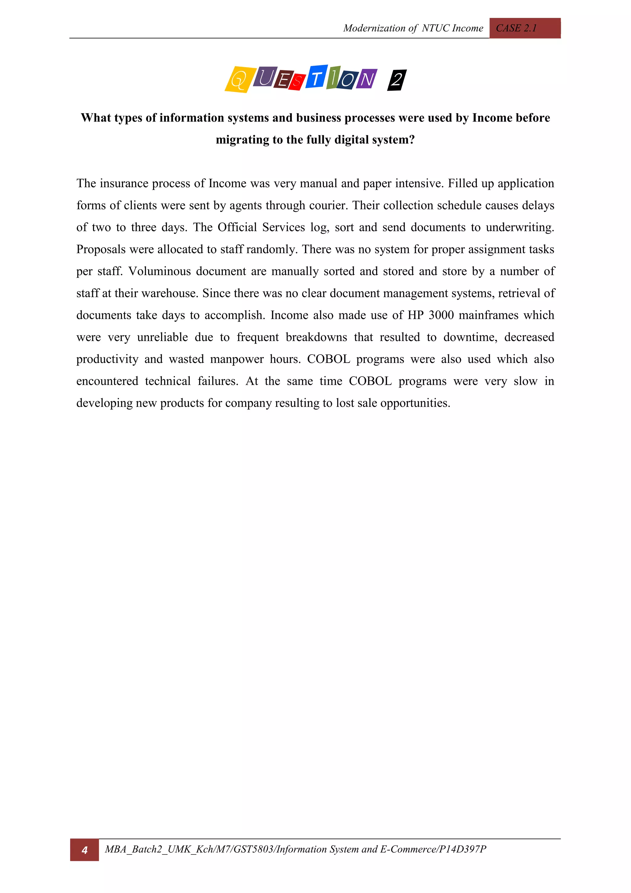 Case 2.1 : Modernization of NTUC Income | PDF