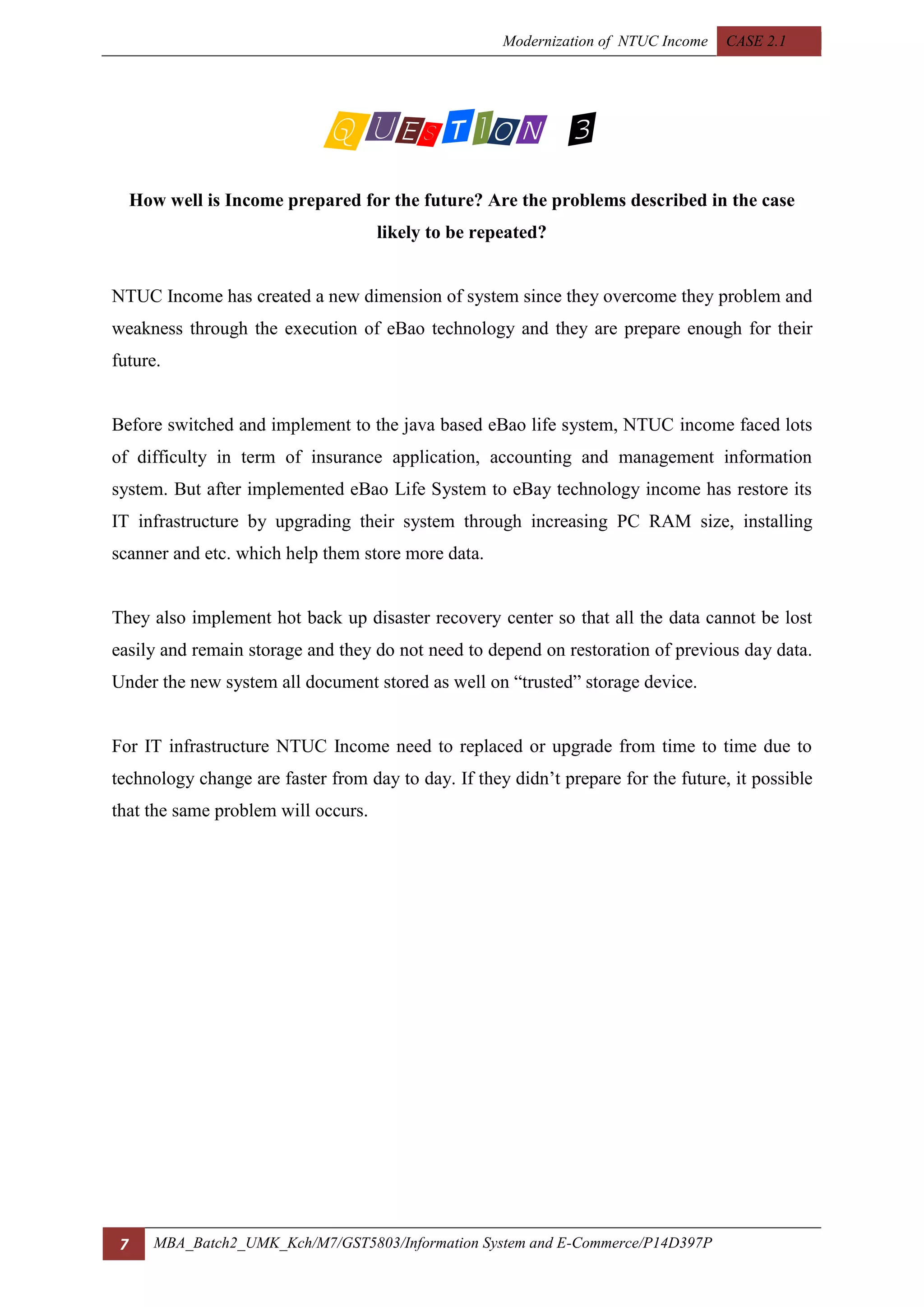 Case 2.1 : Modernization of NTUC Income | PDF