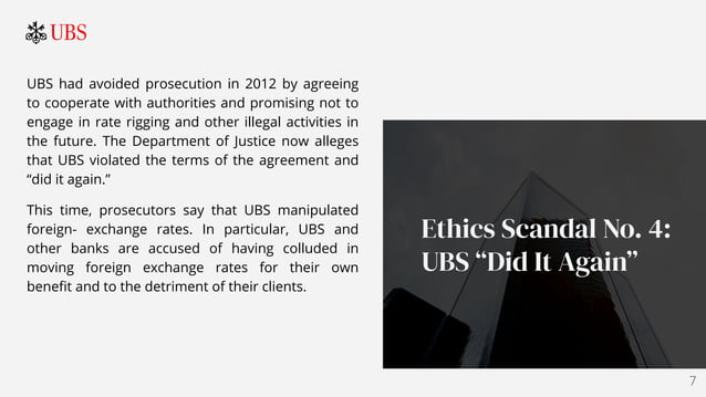 Case study of chapter 20 UBS: ethics scandal | PDF | Business Banking & Finance | Business