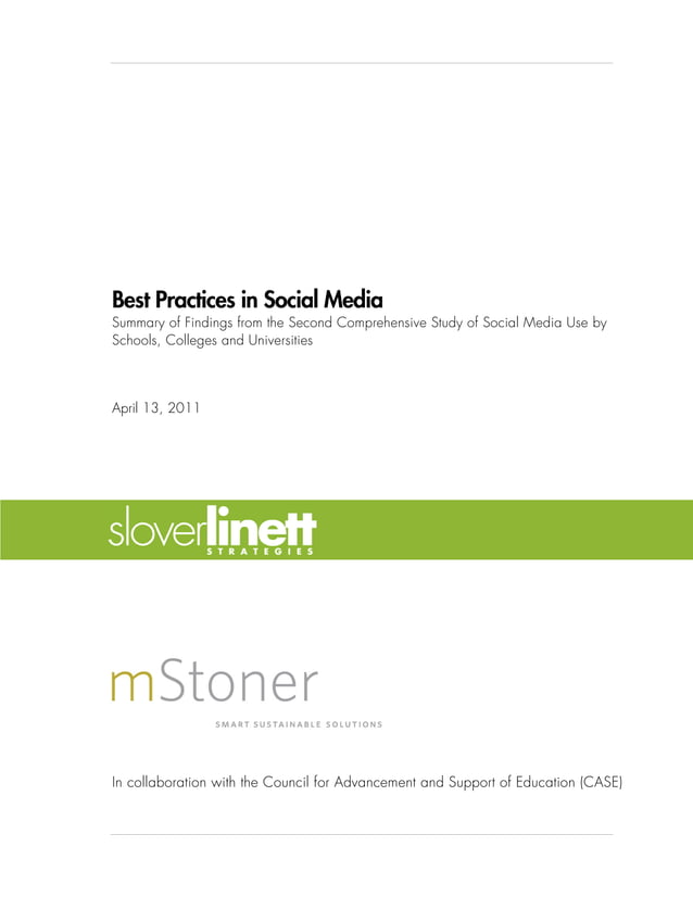 Topline Data: CASE/mStoner/Slover Linett 2011 social media survey | PDF