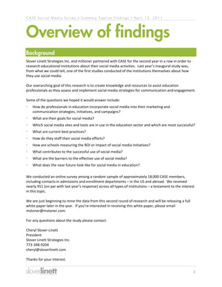 Topline Data: CASE/mStoner/Slover Linett 2011 social media survey | PDF