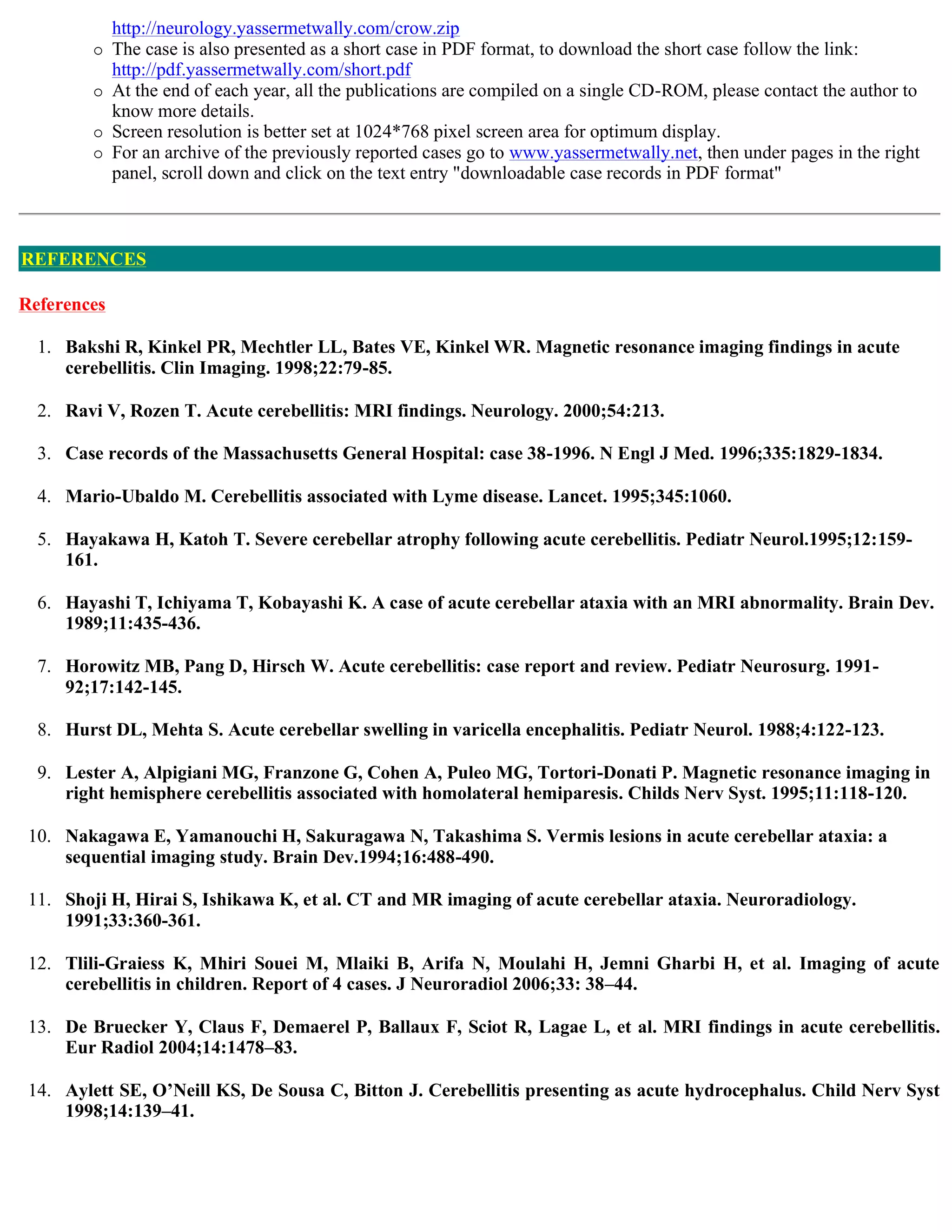 Case record...Postinfectious cerebellitis | PDF
