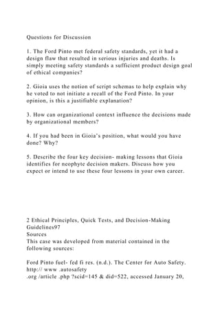 Case 3 Ford’s Pinto Fires The Retrospective View of Ford’s Fiel.docx