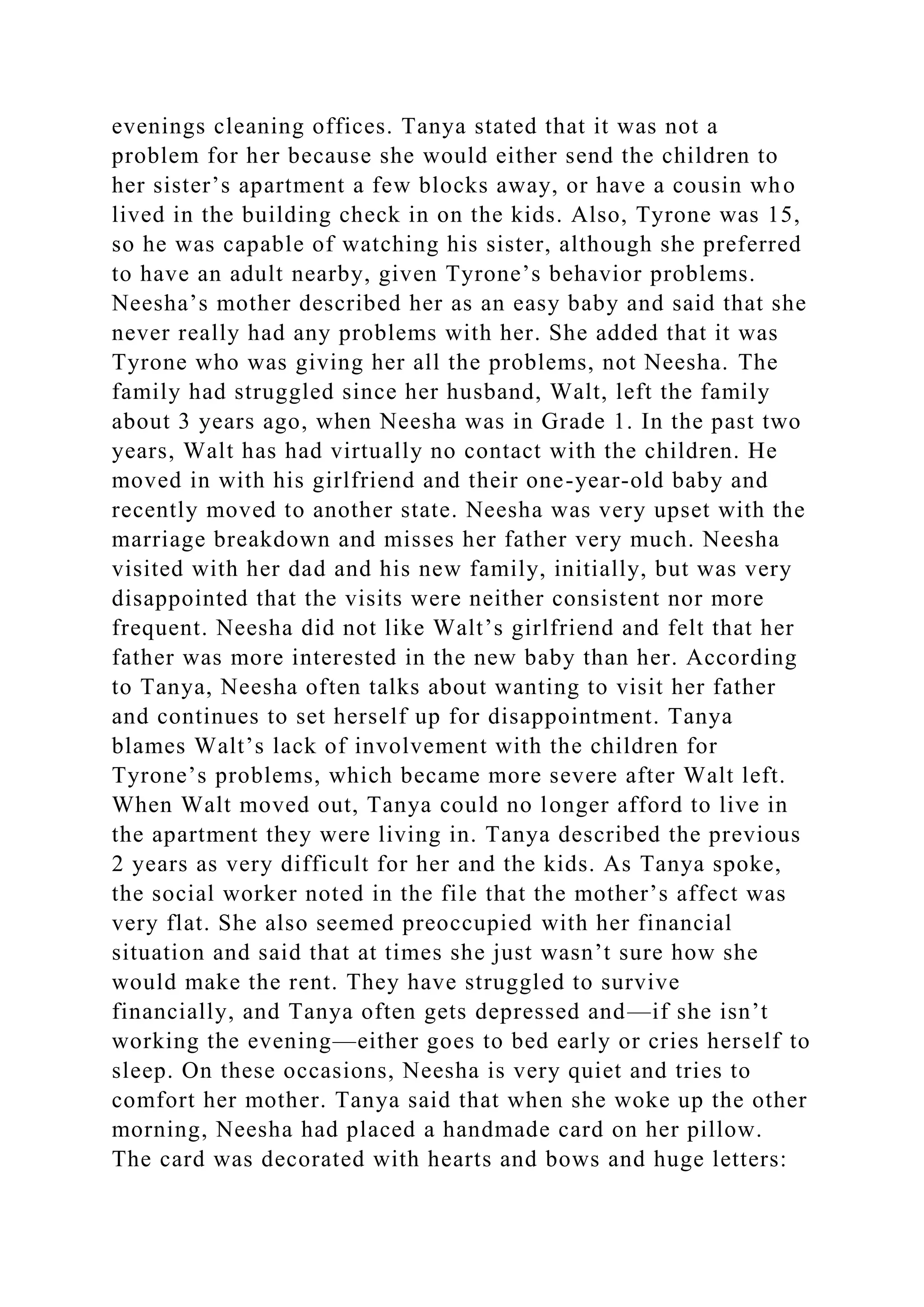 Case 3 Neesha Wilson Phoenix Rising Risks, Protective Factors, and.docx