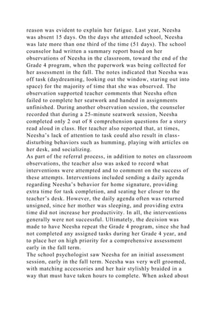 Case 3 Neesha Wilson Phoenix Rising Risks, Protective Factors, and.docx
