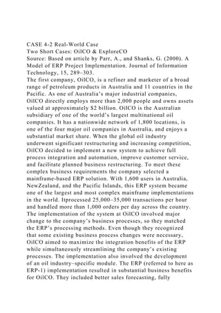 CASE 4-2 Real-World CaseTwo Short Cases OilCO & ExploreCOSour.docx