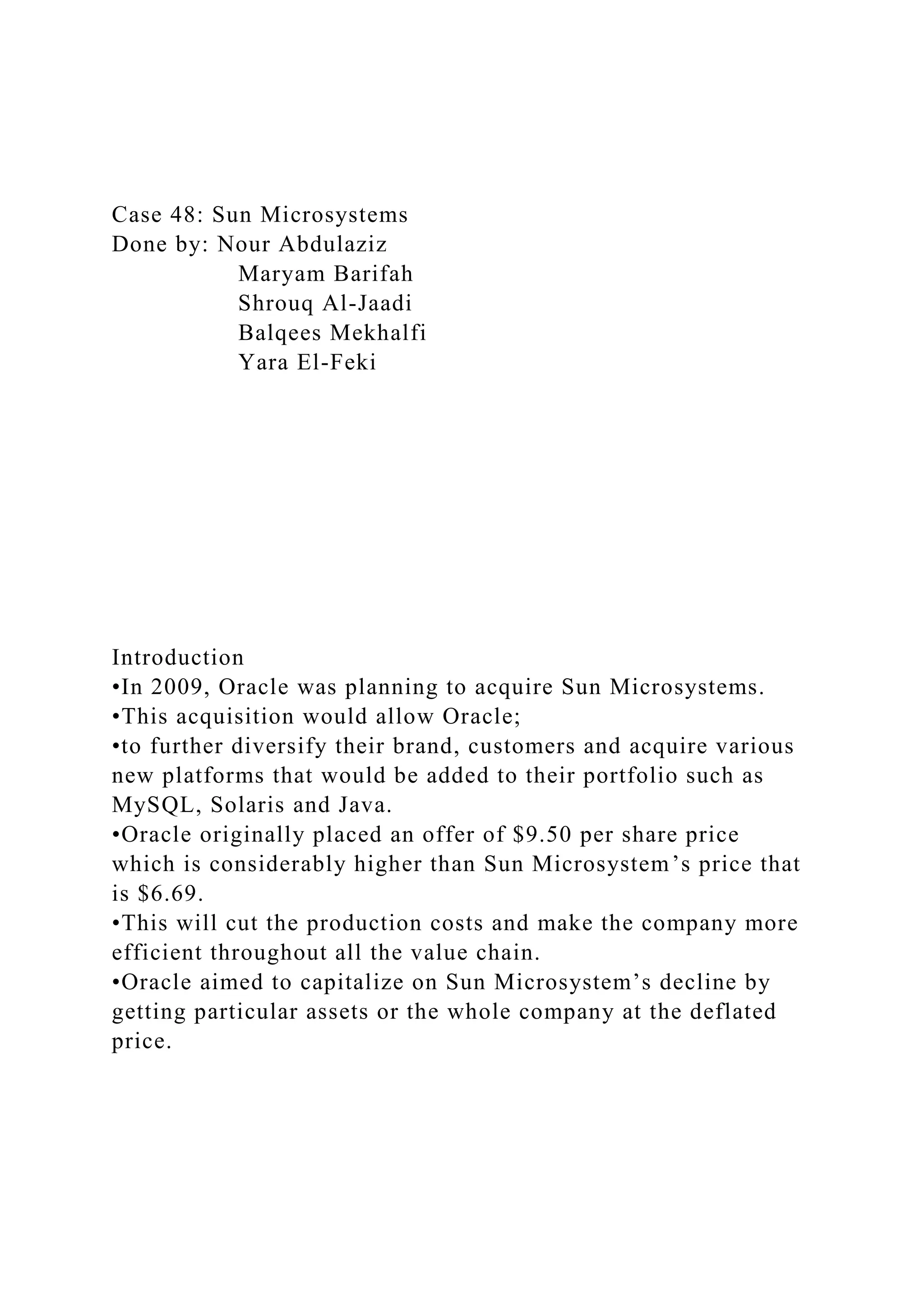 Case 48 Sun Microsystems Done by Nour Abdulaziz Maryam .docx